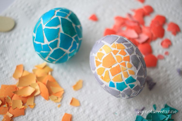 How To Make Beautiful Mosaic Eggs For Easter - Sweet Anne Designs