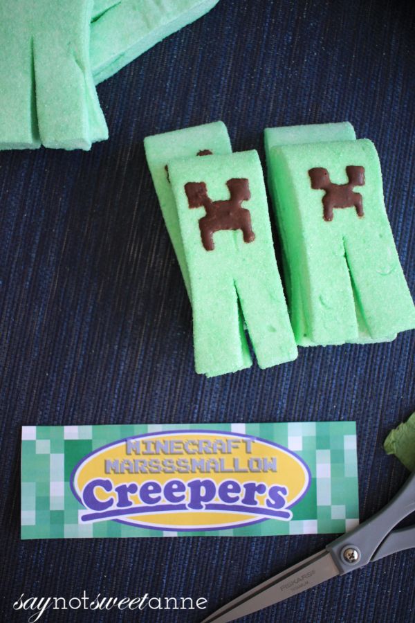 Minecraft Marshmallow Creeper Peeps Easy DIY Recipe