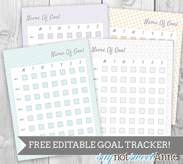 Free Editable & Printable Goal Tracker - Sweet Anne Designs