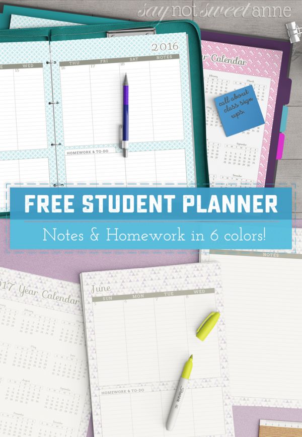 Free Printable Student Planner - Sweet Anne Designs