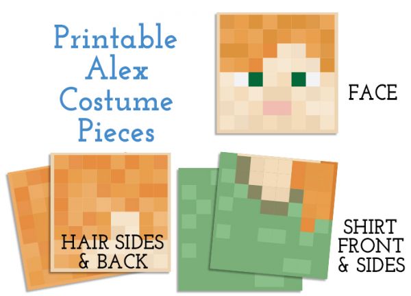 Minecraft Alex Printable Costume - Sweet Anne Designs