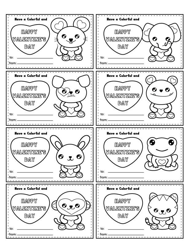 Printable Coloring Book Valentines - Sweet Anne Designs