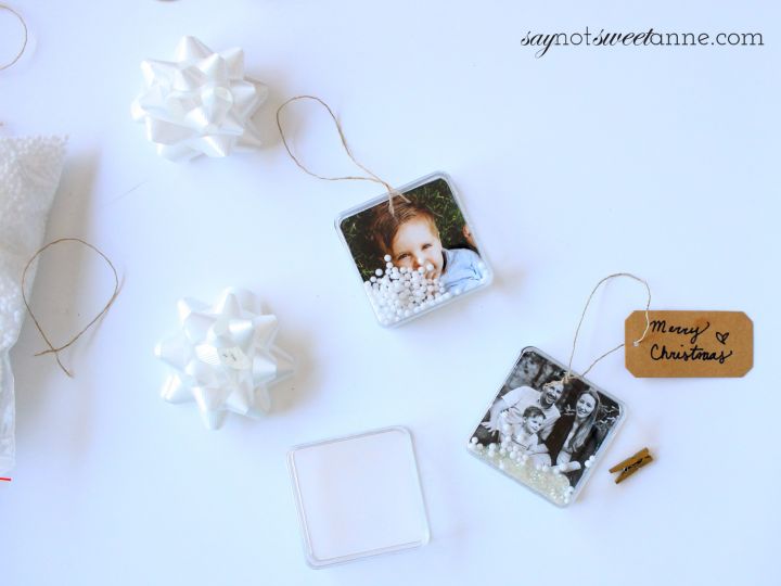 How to make stunning snow globe photo ornaments - Saynotsweetanne.com