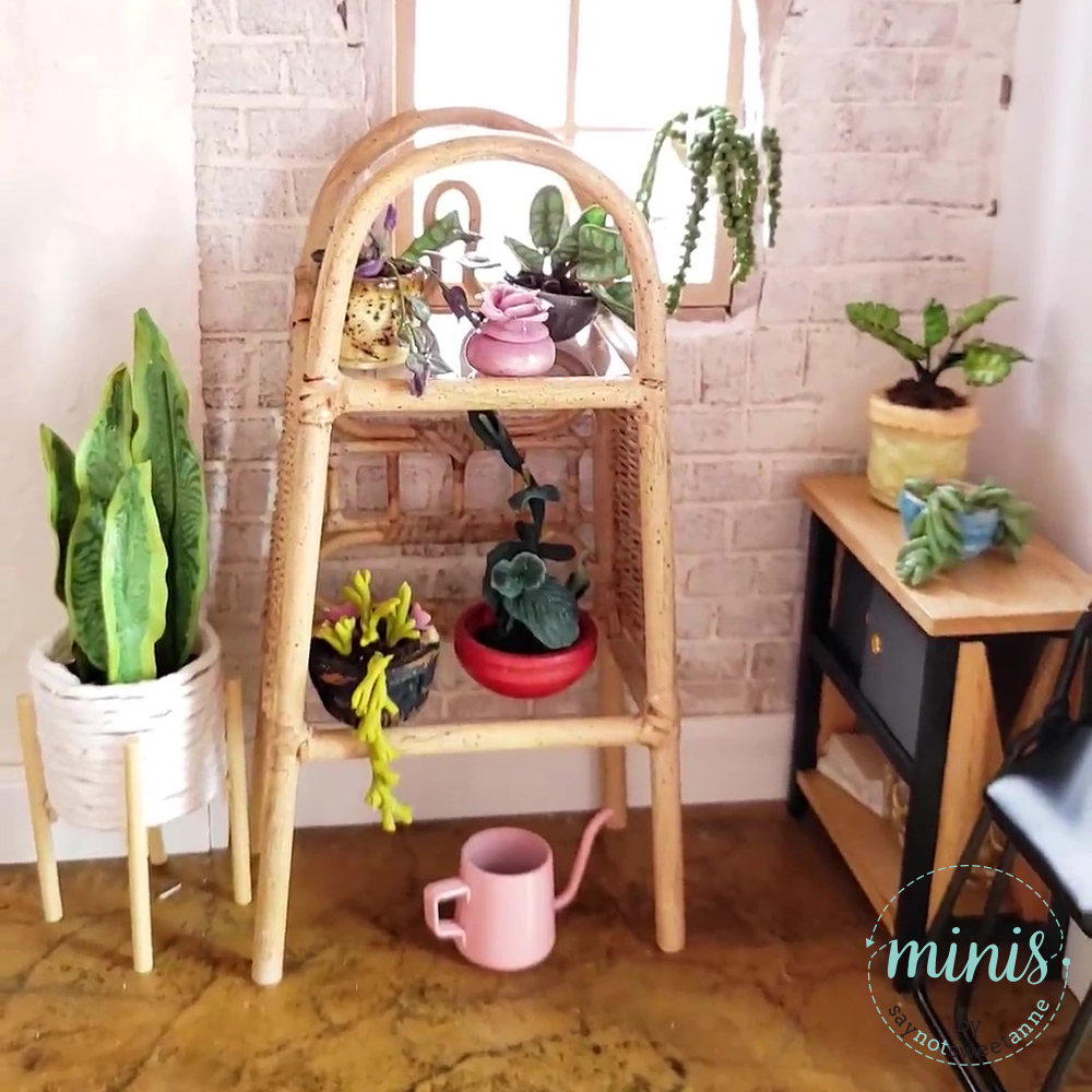 Miniature Bohemian Style 1:12 Dollhouse Rattan Shelf - Sweet Anne Designs